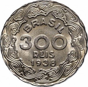 Cobre-Níquel Brasileño 300 Reis "Presidente Getulio Vargas" 1938-1942 ...
