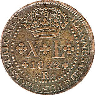 Brazilian Copper 40 Reis "John VI" 1818-1822 KM# 319.1 | coinscatalog.NET