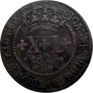 Brazilian Copper 40 Reis "John VI" 1820-1823 KM# 319.2 | coinscatalog.NET