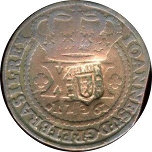 Brazilian Copper 40 Reis "Joao V" 1809 KM# 278.4 | coinscatalog.NET