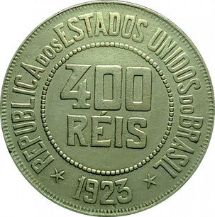 Brazilian Copper-Nickel 400 Reis "Liberty. Republic" 1918-1935 KM# 520 ...