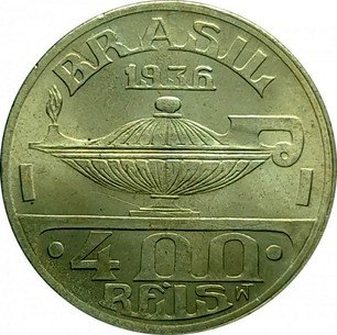 Brazilian Copper-Nickel 400 Reis "Oswaldo Cruz" 1936-1938 KM# 539 ...