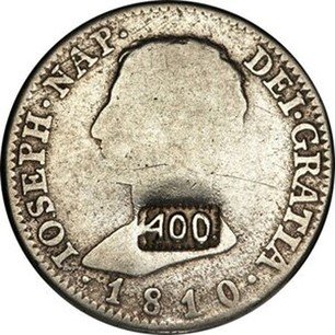 400 Reis de plata brasileña "Moneda contramarcada" 1865-1876 KM# D471 ...