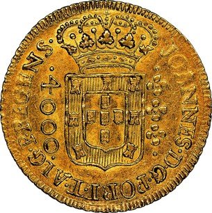 Brazilian Gold 4000 Reis "Joao" 1805-1816 KM# 235.1 | coinscatalog.NET
