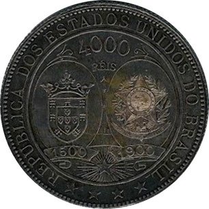 Brazilian Silver 4000 Reis "400th Anniversary of the Discovery of ...