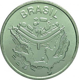 50 Cruzeiros de Acero Inoxidable Brasileño "Mapa de Brasil" 1985-1986 ...