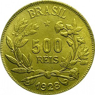 Brazilian Aluminum-Bronze 500 Reis "Kneeling Liberty" 1924-1930 KM# 524 ...