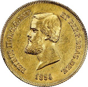 Brazilian Gold 5000 Reis "Pedro II" 1854-1859 KM# 470 | coinscatalog.NET