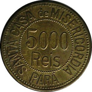 Latón Brasileño 5000 Reis "Santa Casa de Misericordia. Moneda ...