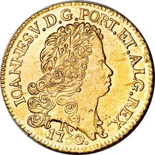 Brazilian Gold 6400 Reis "Joao V" 1731-1750 KM# 149 | coinscatalog.NET