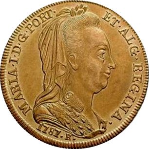 Brazilian Gold 6400 Reis "Maria I" 1786-1789 KM# 218.1 | coinscatalog.NET