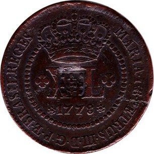 Cobre Brasileño 80 Reis "Moneda Contramarcada Joao" 1809 KM# 289 ...