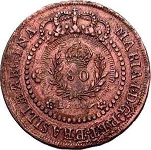 Cobre Brasileño 80 Reis "Moneda Contrasellada" 1801-1900 KM# 354 ...