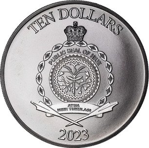 Niuean 5 Oz Silver Ten Dollars "Ram of Calvary" 2023 | coinscatalog.NET
