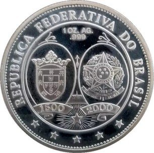 Brazilian 1 Oz Silver 1 Ounce "500th Anniversary of the Discovery of ...