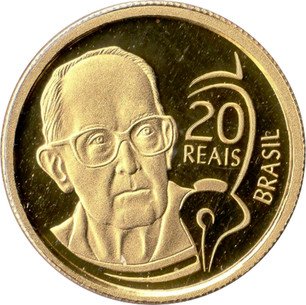 20 Reales de Oro Brasileño "Centenario del Natalicio de Carlos Drummond ...