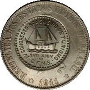 Brazilian Silver 2000 Reis "Countermarked Coinage" 1956 X# CC11.3 ...