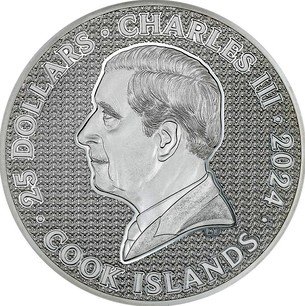 Cook Islands Silver 25 Dollars "Charles III Iron Knight" 2024 ...