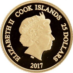 Cook Islands 1/4 Oz Gold 25 Dollars "Elizabeth II Henrik Lundqvist ...