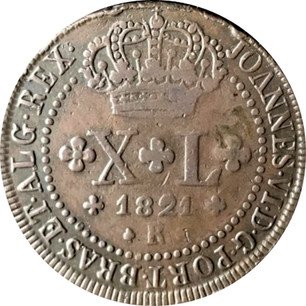 Brazilian Copper 40 Reis "John VI" 1821 | coinscatalog.NET