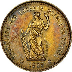 Latón Brasileño 40 Reis "Moneda Patrón" 1889 KM# PnA171 | coinscatalog.NET