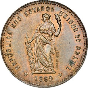 Brazilian Copper 40 Reis "Pattern Coin" 1889 KM# Pn171 | coinscatalog.NET