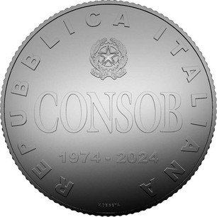 Italian Silver 5 Euro "50th Anniversary of the establishment of CONSOB ...