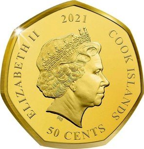 Cook Islands Gold plated Iron 50 Cents "Elizabeth II Golden Snitch ...
