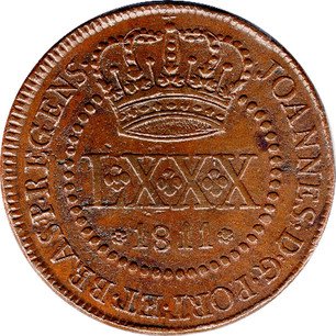 Brazilian Copper 80 Reis "Joao Prince Regent" 1811-1812 | coinscatalog.NET