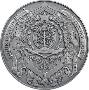 Niuean 5 Oz Silver Ten Dollars "Charles III St. Michael. The Patron of Kyiv" 2024 | coinscatalog.NET