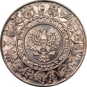 Polish Silver 100 Zlotych "Polish Millennium" 1966 Y# 57 | coinscatalog.NET