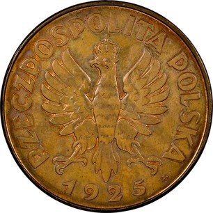 Tombac polaco 5 Zlotych "Cuarto aniversario de la Constitución de marzo" 1925 Y# 17.4A ...