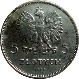 Polish Silver 5 Zlotych "Nike" 1928-1932 Y# 18 | coinscatalog.NET