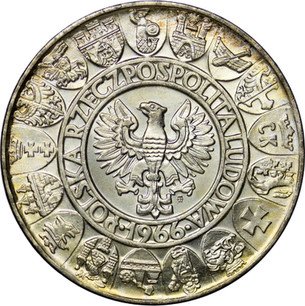 Polish Silver 100 Zlotych "Polish Millennium. Trial Strike" 1966 KM# Pr146 | coinscatalog.NET