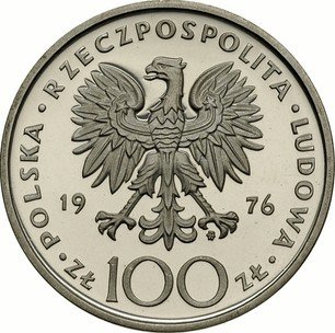 Polish Silver 100 Zlotych "Tadeusz Kosciuszko. Trial Strike" 1976 KM# Pr276 | coinscatalog.NET