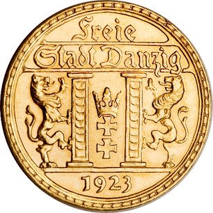 Polish Gold 25 Gulden "Neptune" 1923 KM# 148 | coinscatalog.NET
