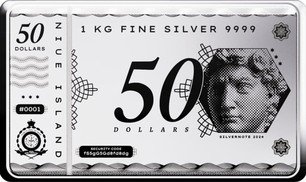 Niuean 1 Kilo Silver 50 Dollars "Charles III Silver Note Coinbar" 2024 ...