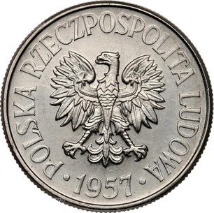 Polish Nickel 50 Groszy "Circulation Coin Trial Strike" 1957 KM# Pr25 ...