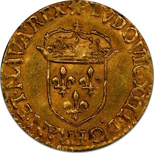 French Gold 1 ECU "Louis XIII 2nd Type. With Sun" 1641 | coinscatalog.NET