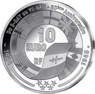 French Silver 10 Euro "D-DAY 80th Anniversary. Omaha Beach" 2024 ...