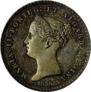Portuguese Silver 100 Reis "Maria II Pattern" 1836 | coinscatalog.NET