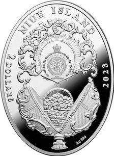 Niuean Silver 2 Dollars "Laurel Tree Egg" 2023 | coinscatalog.NET