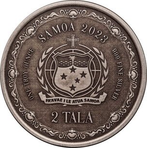 Samoan 1 Oz Silver 2 Tala "Mermaid Mother and Daughter. Antiqued" 2023 ...