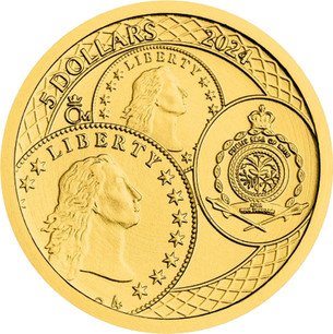 Niuean 1/25 Oz Gold 5 Dollars "From Thaler to Dollar. Thaler" 2024 ...