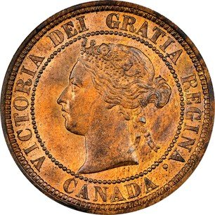 Canadian One Cent "Victoria Pattern" 1876 KM# Pn11 | coinscatalog.NET