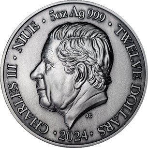 Niuean 5 Oz Silver Twelve Dollars "Gemini" 2024 | coinscatalog.NET