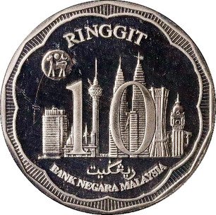 Malaysian Silver 10 Ringgit "Thomas Uber Cup" 2000 | coinscatalog.NET