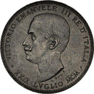 Italian 5 Lire "Victor Emmanuel III Pattern Coin" 1900 | coinscatalog.NET