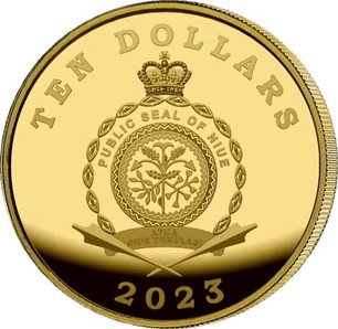 Niuean Gold Ten Dollars "Winter Adventure" 2023 | coinscatalog.NET