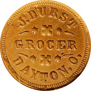 USA 1 Cent "Civil War Merchant Token. J. Durst Grocer Dayton. Ohio ...